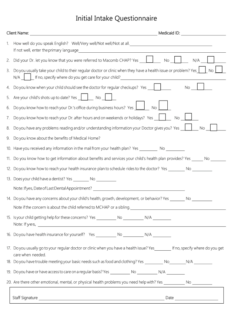 Fillable Online macombchap Initial Intake Questionnaire - macombchaporg ...