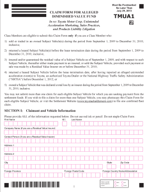 Fillable Online CLAIM FORM FOR ALLEGED Fax Email Print - pdfFiller