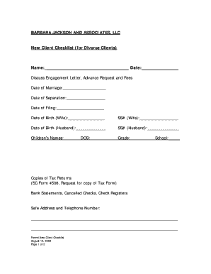 Fillable Online New Client Checklist - Barbara Jackson Asso CPA Fax ...