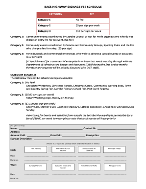 Fillable Online BASS HIGHWAY SIGNAGE FEE SCHEDULE - Latrobe Council Fax ...
