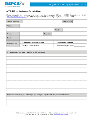 Fillable Online rspcavic Sedgman Scholarship Application Form - RSPCA ...