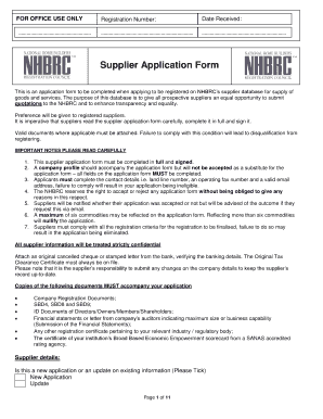 Fillable Online nhbrc org Supplier Database Application Form ...