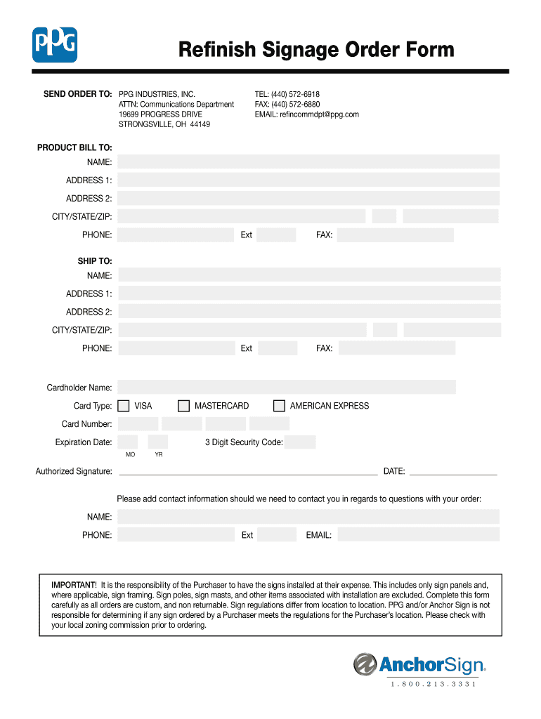 Fillable Online Refinish Signage Order Form Fax Email Print - pdfFiller