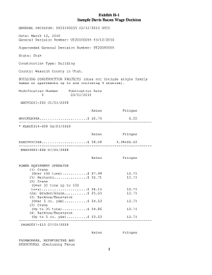 Fillable Online jobs utah Exhibit H-1 Sample Davis Bacon Wage Decision ...