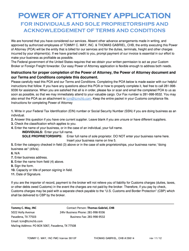 Fillable Online POWER OF ATTORNEY APPLICATION - tcmchbcom Fax Email ...