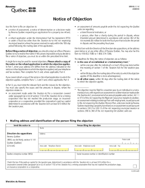 Fillable Online Notice of Objection - Kahnawake Fax Email Print - pdfFiller