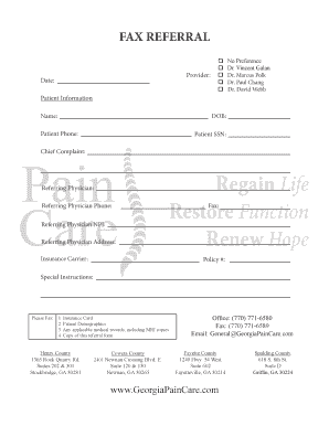 Fillable Online FAX REFERRAL - georgiapaincarecom Fax Email Print ...