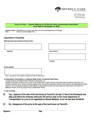 Fillable Online beverly-oaks Beverly Oaks Homeowners Association Proxy ...