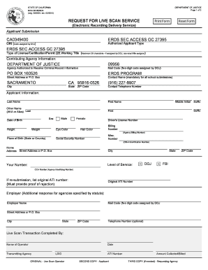 Fillable Online oag ca BCIA 8016ERDS - Request for Live Scan Service BCIA 8016ERDS - Request for ...