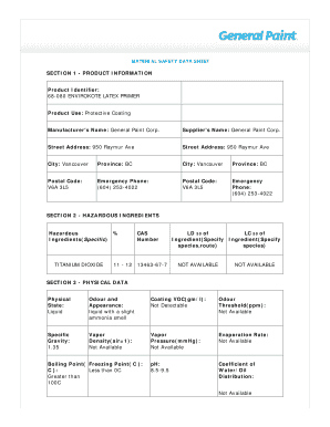 Fillable Online Material Safety Data Sheet - General Paint Fax Email ...