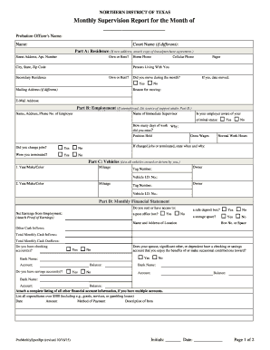 Fillable Online Monthly Supervision Report - txnpuscourtsgov Fax Email ...