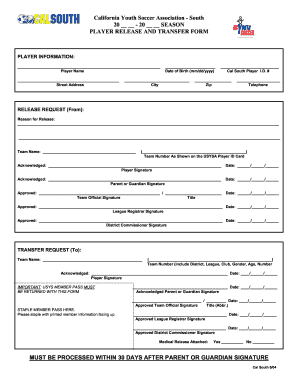 Fillable Online albionsoccer Cal South Player I Fax Email Print - pdfFiller