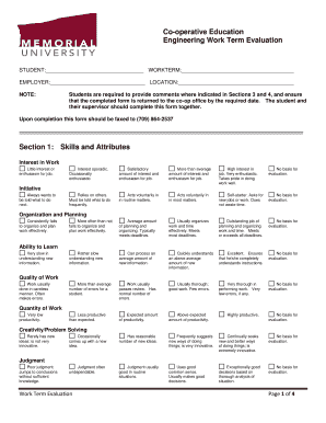 Fillable Online mun Engineering Work Term Evaluation Fax Email Print ...