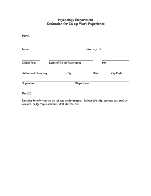 Fillable Online rit Student Evaluation of Co-op Experience Fax Email ...