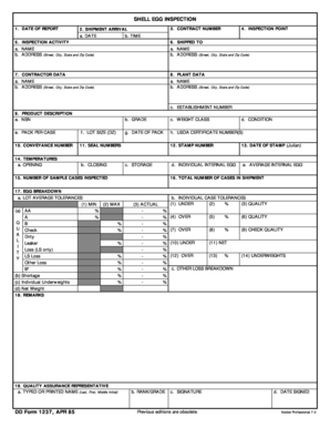 Fillable Online dtic DD Form 1237 Shell Egg Inspection April 1985 ...