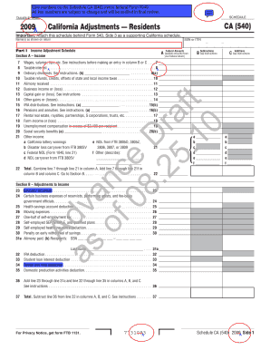 Fillable Online Line numbers on the Schedule CA (540) mirror federal ...