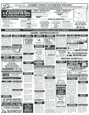 Fillable Online SUBMIT YOUR CLASSIFIED ONLINE Fax Email Print - pdfFiller