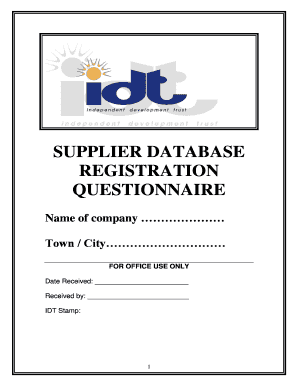 Fillable Online SUPPLIER DATABASE Fax Email Print - pdfFiller