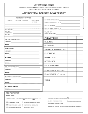 Fillable Online APPLICATION FOR BUILDING PERMIT - Chicago Heights ...
