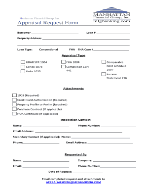 Fillable Online Manhattan Financial Group Inc Appraisal Request Form ...