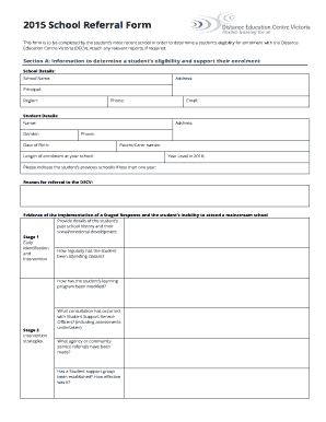 Fillable Online 2015 School Referral Form - Distance Education Centre ...