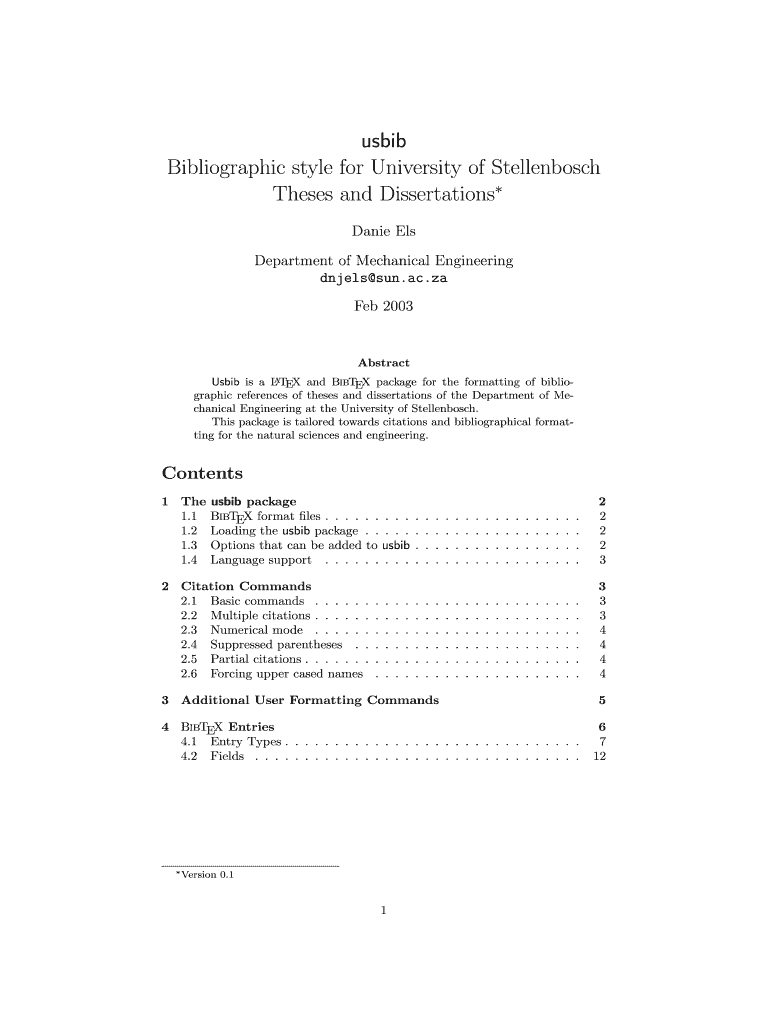 Fillable Online Bibliographic style for University of Stellenbosch Fax Email Print - pdfFiller