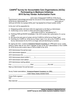 Fillable Online Appendix B CAHPS Survey for Accountable Care Fax Email ...