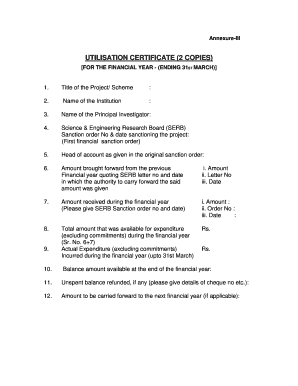 Fillable Online UTILISATION CERTIFICATE 2 COPIES - Buddy4studycom Fax ...