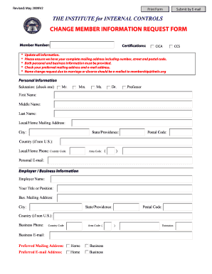 Fillable Online theiic CHANGE MEMBER INFORMATION REQUEST FORM - Fax ...