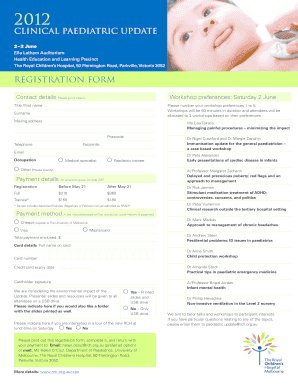 Fillable Online rch org Clinical paediatric update - The Royal ...