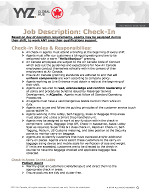 Fillable Online Job Description: Check-In Fax Email Print - pdfFiller