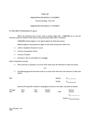 Fillable Online FORM 19E REQUISITION FOR DEFAULT JUDGMENT (General ...