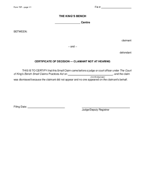 Fillable Online Form 76F: Certificate of Decision - Claimant not at ...