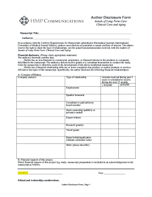 Author Disclosure - Fill Online, Printable, Fillable, Blank | pdfFiller