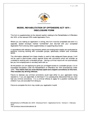 Fillable Online Rehabilitation of Offenders Act 1974 - Disclosure Form ...