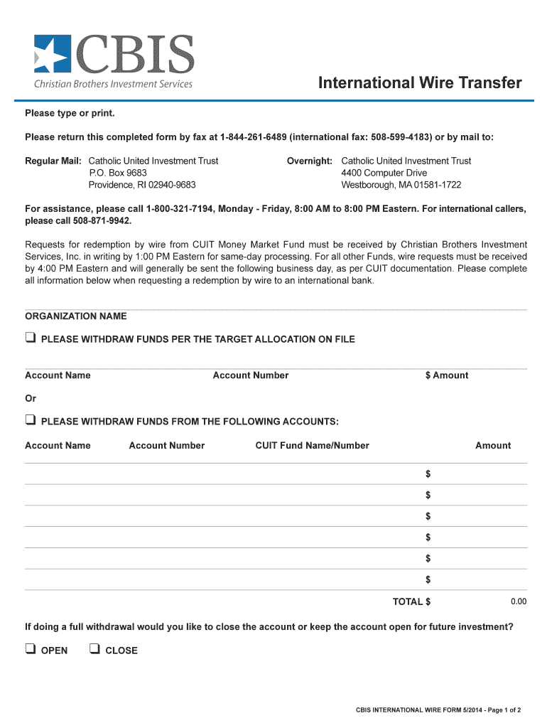 Fillable Online International Wire Transfer - CBIS Fax Email Print ...