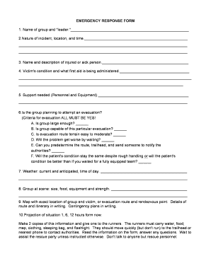 Fillable Online campusrec utah Emergency Response Form - University of ...