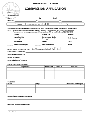 Fillable Online torranceca THIS IS A PUBLIC DOCUMENT COMMISSION ...