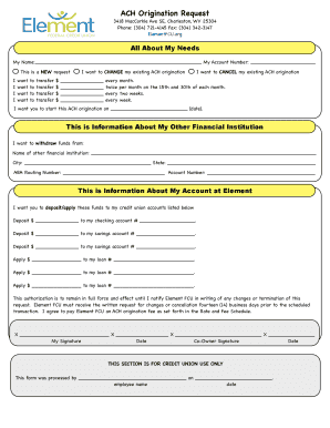 Fillable Online ACH Origination Request Fax Email Print - pdfFiller