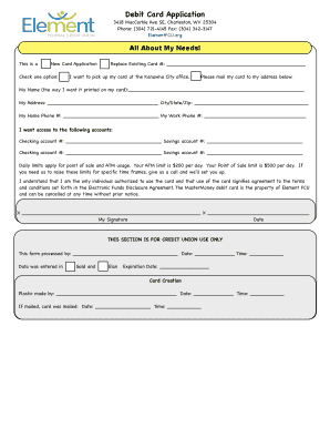 Fillable Online Debit Card Application - elementfcuorg Fax Email Print - pdfFiller