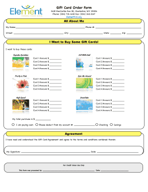 Fillable Online Gift Card Order Form - elementfcuorg Fax Email Print ...
