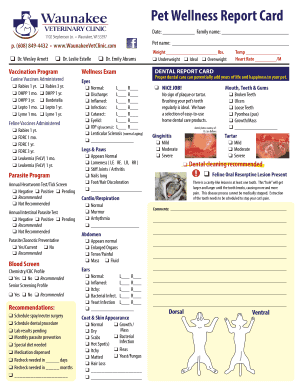 Fillable Online Pet Wellness Report Card - Phil Winter Fax Email Print ...