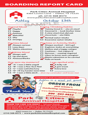 Fillable Online BOARDING REPORT CARD - Phil Winter Fax Email Print ...