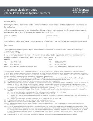 Fillable Online JPMorgan Liquidity Funds Global Cash Portal Application Form Fax Email Print ...