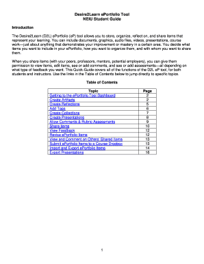 Fillable Online homepages neiu Desire2Learn ePortfolio Tool NEIU ...