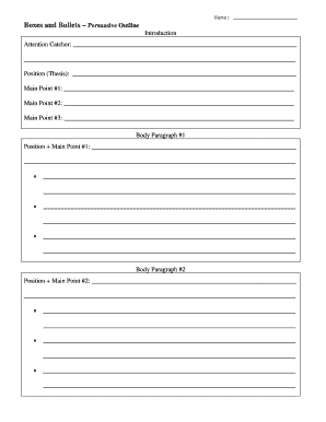 Fillable Online Boxes and Bullets Persuasive Outline Fax Email Print ...