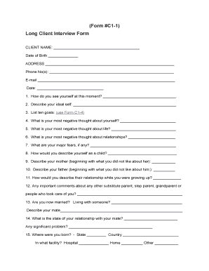 Fillable Online Form C1-1 Long Client Interview Form Fax Email Print ...