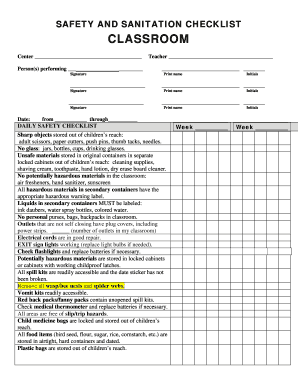 Fillable Online SAFETY AND SANITATION CHECKLIST Fax Email Print - pdfFiller