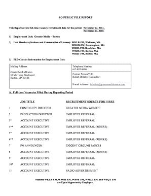 Fillable Online EO PUBLIC FILE REPORT Fax Email Print - pdfFiller