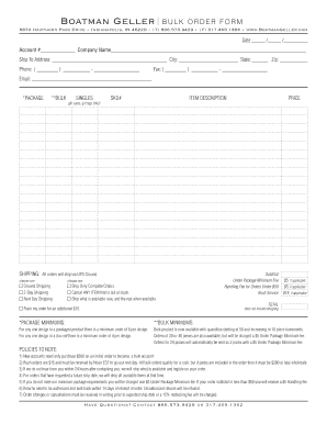 Fillable Online BULK ORDER FORM - BoatmanGellercom Fax Email Print ...